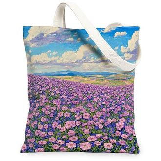 Generic Sac fourre-tout en toile r&eacute;utilisable pour le shopping, 33 x 38,1 cm, sac d&eacute;picerie r&eacute;utilisable pour femme, paysage naturel, plage, esth&eacute;tique, d&eacute;cor