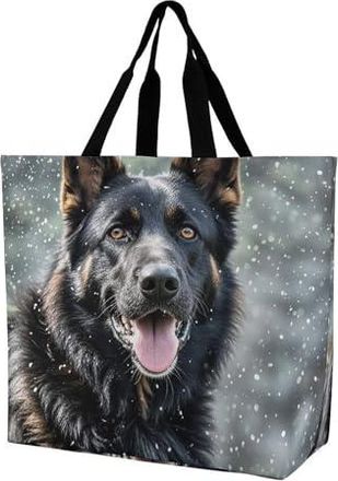 Generic Berger Noir Allemand Sac Fourre-Tout R&eacute;utilisable Sacs L&eacute;ger Sac A Main Femmes Pour Voyage Plage Gym