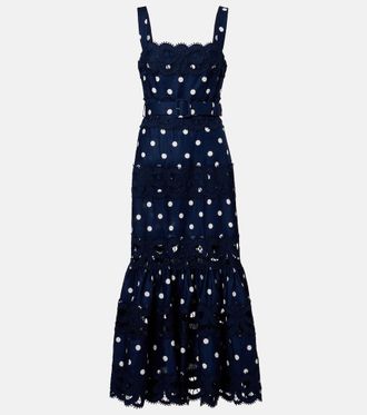 Self Portrait Midikleid aus Leinen und Baumwolle