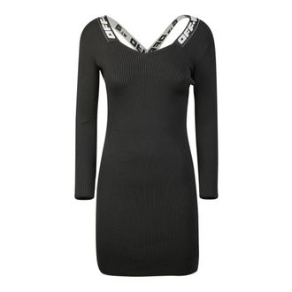 Off-white Schwarzes Geripptes Kleid mit &Uuml;berkreuzten Tr&auml;gern - - Dresses - Damen - Schwarzk - M