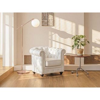 Vente-Unique Vente-unique - Fauteuil en simili chesterfield - Blanc