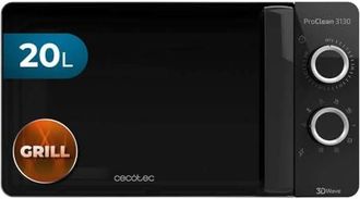 Cecotec Pro Clean 3130 Mikrowelle 700 W Quarz Grill 800 W Garraum 20 L Hochpollierte All Black Frontspiegeltür Innenlicht 3D Wave Ready 2 Clean 30 Min Grarzei