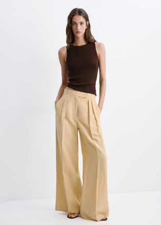 Mango Top en maille fine avec col bateau marron - Femme - M - MANGO