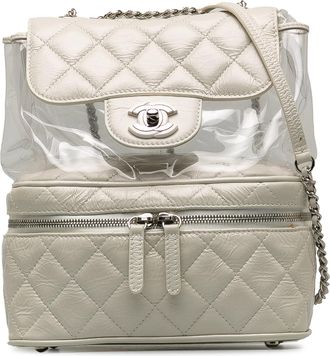 Chanel Quilted Whiter Leather Aquarium Backpack