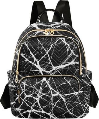 Mnsruu Mini sac à dos pour femme, motif marbré noir, blanc, petit sac à dos tendance pour femme, sac à dos décontracté, Multi1153, S