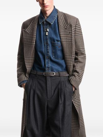 Emporio Armani Prince of Wales Wool Tweed Coat - Brown