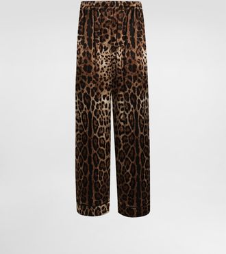 Dolce & Gabbana Pyjamahose Aus Satin Leoprint - Frau Hosen Und Shorts Animalprint Baumwolle 44
