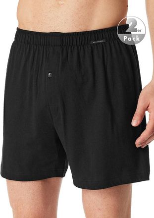 Schiesser Herren Boxershorts schwarz Baumwolle unifarben