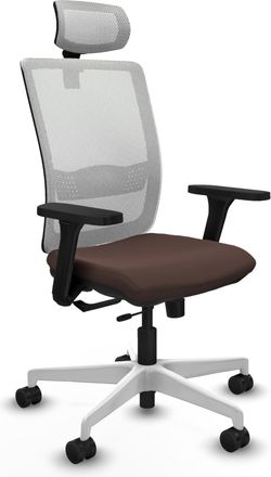 Piqueras y Crespo Haches ergonomischer verstellbarer Stuhl mit 3D-Armlehnen, h&ouml;henverstellbare Lendenwirbelst&uuml;tze und h&ouml;henverstellbares Kopfteil, Wei&szlig;/Dunkelbraun