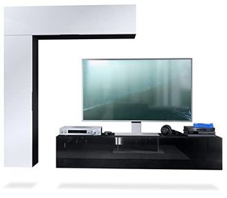 Vladon Meuble-paroi Taurito, Noir Mat/Blanc Mat - Meuble-paroi Moderne pour Votre Salon (320 x 182 x 39 cm)