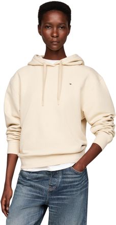 Tommy Hilfiger Damen Hoodie Flag On Chest mit Kapuze, Beige (Country Ivory), XS