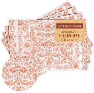 Maison d'Hermine Sets de table 100 % coton - Lot de 4, 33 x 48 cm - Pour d&icirc;ner, d&eacute;coration et lavable - Pour repas, buffet et camping - Cachemire - F&ecirc;te de moisson/No&euml;