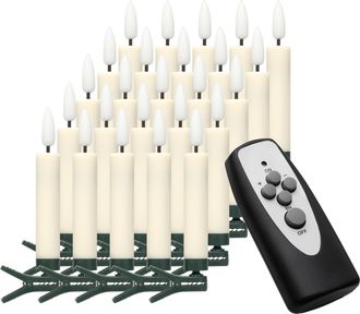 Bonetti 3D-Flamme Weihnachtsbaumkerzen | kabellose Weihnachtskerzen mit Fernbedienung | dimmbar | Timer |Baumkerze mit real Flame Modus | 11,5 cm (25er Set, c