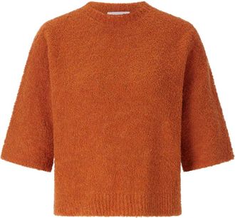 Rich & Royal Rich & Royal - Crew NK SH Sleeve Oversized Boucl&eacute; - Femme - Pulls - Orange - Taille: 40 FR