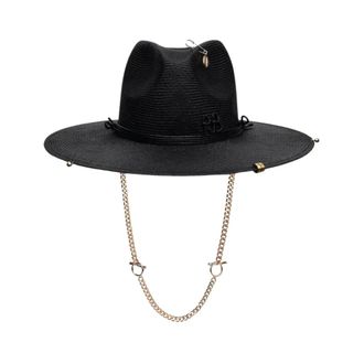 Ruslan Baginskiy Chapeau Fedora Perfor&eacute; - Femme - Accessoires - Noir - Taille: L