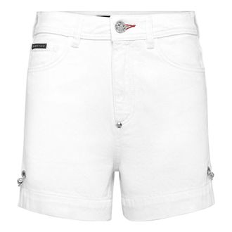 Philipp Plein Denim Shorts Iconic Plein - - Shorts - Damen - Wei&szlig; - W26