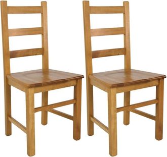 Altobuy Altobuy - orta - Lot de 2 Chaises Teinté Chêne et Assises en Bois
