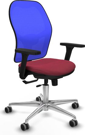 Piqueras y Crespo Jorquera B&uuml;rostuhl mit 3D-Armlehnen, ausgestattet mit Syncro/Traslack und injiziertem Schaumstoff, Rollen 65 mm, Parkett, Blau/Granatrot