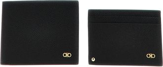 Ferragamo Homme, Accessoires, Noir, Taille: ONE Size Gancio Wallet + Card Holder Set