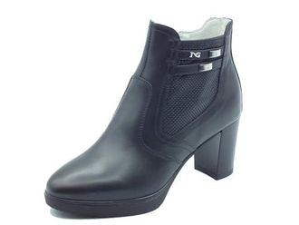 Nero Giardini NeroGiardini E615080D Noir Bottines pour femme en cuir avec talon haut et &eacute;clair, Noir, 37 EU