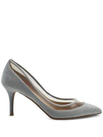 Valentino Garavani escarpins en velours &agrave; empi&egrave;cements - Bleu