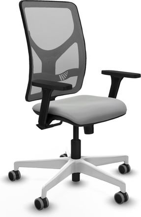 Piqueras y Crespo Stuhl aus Polycarbonat, graues Netzgewebe, mit 3D-Armlehnen, h&ouml;henverstellbare Lendenwirbelst&uuml;tze, ausgestattet mit 3 Positionen und Schneideschaum, m