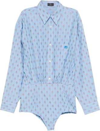 Etro Femme, Tops, Bleu, Taille: 38 FR Body ray&eacute; &agrave; imprim&eacute; floral