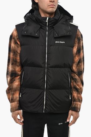 Palm Angels Nylon Sleeveless Puffer With Contrasting Side Bands Palm Angels