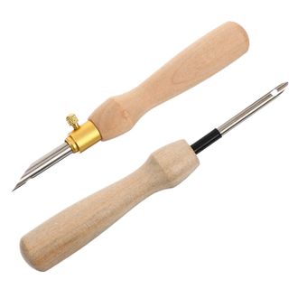 TOPBATHY HIAKDOFT 2 St&uuml;ck Teiliges Punch Needle mit Holzgriff Glatte Stanznadeln und Praktischer Einf&auml;delhilfe Langlebiges Stickwerkzeug f&uuml;r Stickerei und N&auml;he