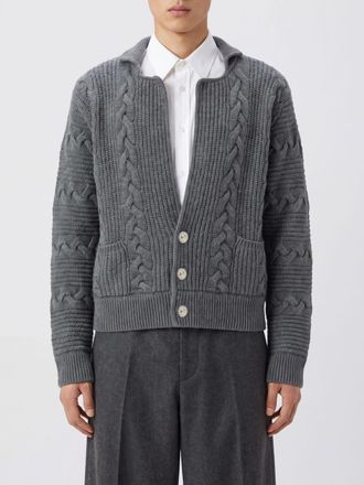 Versace V-Ausschnitt-Cardigan aus Merinowolle mit aufgesetzten Vordertaschen
