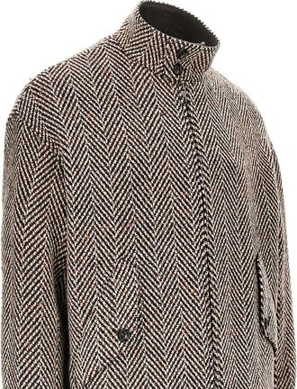 Emporio Armani Herringbone Wool Blend Jacket - Black
