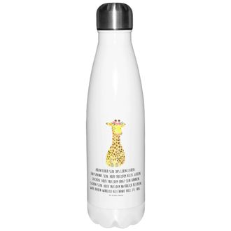 Mr. & Mrs. Panda Thermo-Trinkflasche Giraffe Blumenkranz - Geschenk, Trinkflasche, Abenteurer, Isolierflasche, Wasserflasche, Freundin, trinkflaschen, Selbstliebe, met