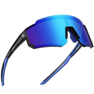 Duco DC0068 Lunettes de soleil de sport polaris&eacute;es pour homme et femme Protection UV400 pour baseball, cyclisme, course &agrave; pied, p&ecirc;che, Monture noire, verre