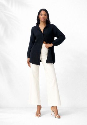 Elara Blusentop Oversize Musselin Bluse Damen - Luftige Hemdbluse im Casual Look