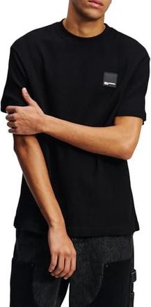 Karl Lagerfeld Homme T-Shirt Gaufré À Manches Courtes Coupe Régulière, Noir, L