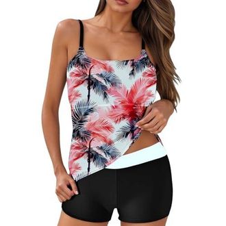Generic Tankini pour femme - Contr&ocirc;le du ventre - Maillot de bain 2 pi&egrave;ces vintage taille haute - Maillot de bain 2 pi&egrave;ces pour femme - V&ecirc;tement de plage basi