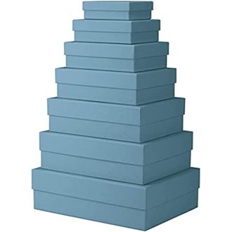 R&ouml;ssler Selection Papier 13411453150 - Boxline Geschenkbox mit Deckel, 7er Set Geschenkschachteln, Denim, Kartonagen rechteckig