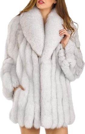 Generic Manteaux en vison pour femmes, manteau mi-long en fausse fourrure, chaud et moelleux, parka ample, épais, grande taille, vêtements dextérieur