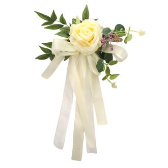 Generic Cuifati Elegante Stuhllehnen-Blumendekoration f&uuml;r Hochzeitszeremonien, mit Bindf&auml;den Umwickeltes Seidenblumenmuster mit Band, Lang Anhaltende Sch&ouml;nhei