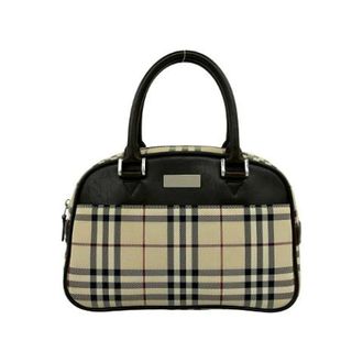 Burberry Sac Boston en cuir et toile Pre-owned - Femme - Pre-owned - Brun - Taille: ONE Size