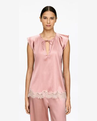 Arket Top Aus Seidenmischung Mit Spitze -Rosa