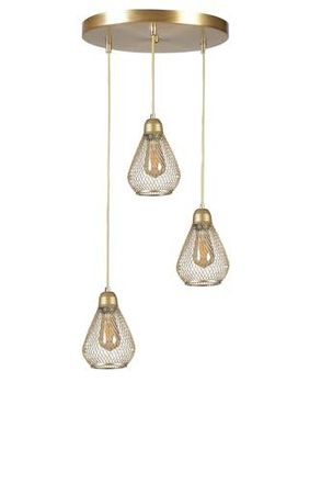 Opviq Elegant Gold Chandelier, Adjustable Height 70 cm, Metal Body with Antique Coating, 15 cm Cap Diameter, E27 Socket, Perfect for Modern Spaces