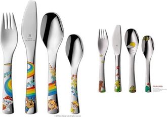 WMF Paw Patrol Kinderbesteck Set 4-teilig & Janosch Kinderbesteck Set 4-teilig, Edelstahl, Besteck f&uuml;r Kinder ab 3 Jahre, Cromargan Poliert, Sp&uuml;lmaschinen