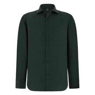 Boggi Milano Homme, Chemises, Vert, Taille: S Chemise en Lin Coupe Regular