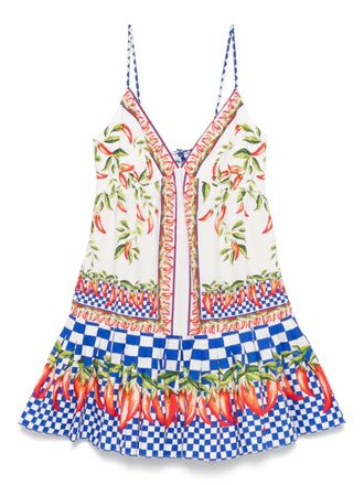 Farm Rio robe courte à imprimé abstrait - Blanc