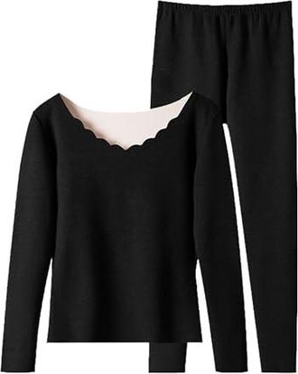 Generic Sous-vêtements de ski pour femme - Sous-vêtements thermiques chauds et doux - Ensemble de sous-vêtements de ski avec intérieur en polaire thermique et