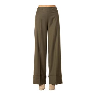D.exterior Pantalon Large Revers - Femme - Pantalons - Vert - Taille: 38 FR