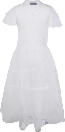 Simone Rocha Robe mi-longue en organza &agrave; volants - Femme - Robes - Blanc - Taille: 36 FR