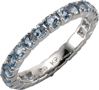 Zeeme Gemstones Ring Silber 925 rhodiniert mit 24x Blautopas (beh.)