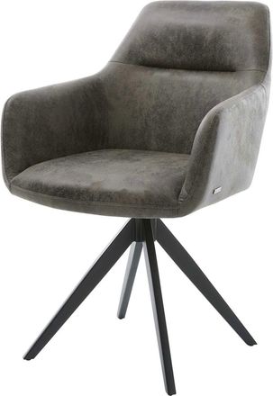 DELIFE Polsterstuhl Pejo-Flex Kreuzgestell kantig Schwarz Mikrofaser Grau Antik Taschenfederkern